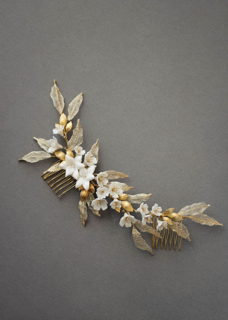 Golden Allure | A gold wedding headpiece for bride Cathy - TANIA MARAS ...