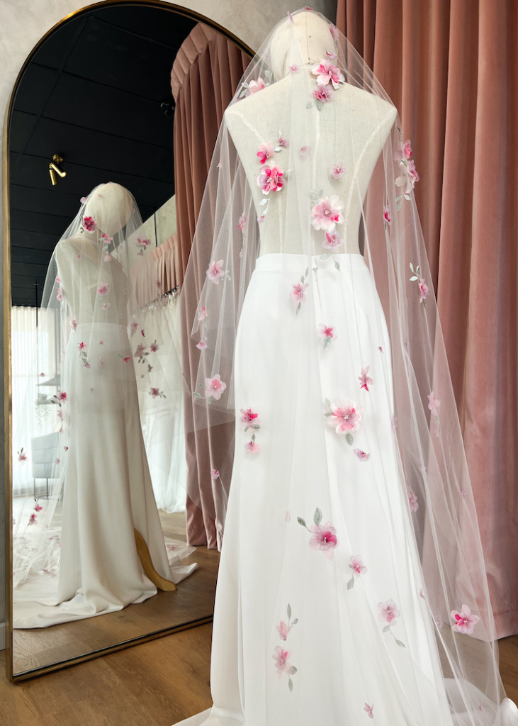 A Vision in Pink: Crafting a bespoke pink wedding veil for Leeda