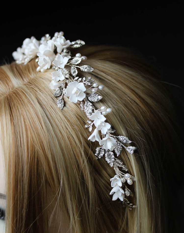 Brilliant White | A silver and white wedding crown for Samantha | Tania ...