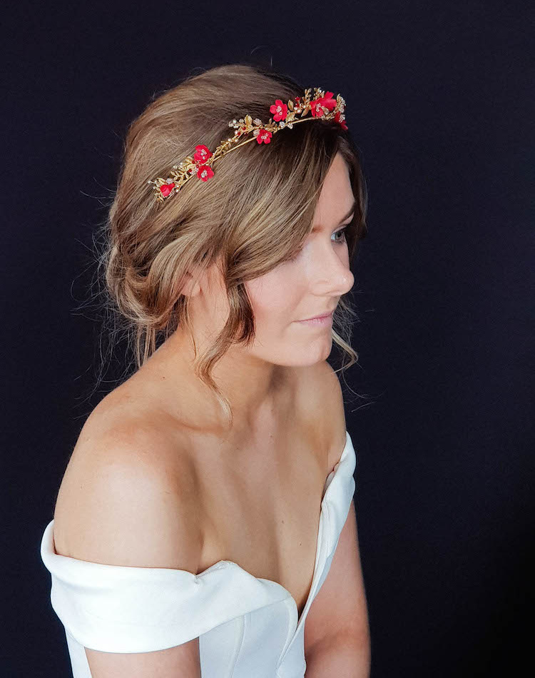 HARVEST | A ruby red, blush and gold wedding crown for the unique bride ...