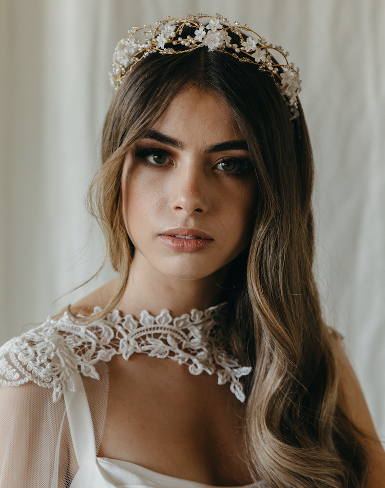 Delicate wedding crowns for the understated bride | Tania Maras